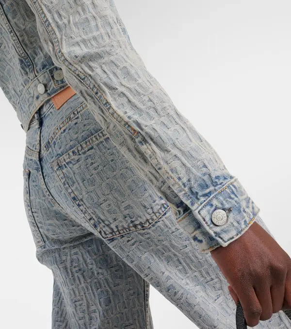 Acne Studios Cropped Jacquard Denim Jacket - Blue