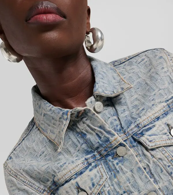 Acne Studios Cropped Jacquard Denim Jacket - Blue