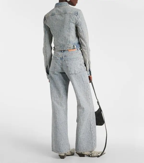 Acne Studios Cropped Jacquard Denim Jacket - Blue
