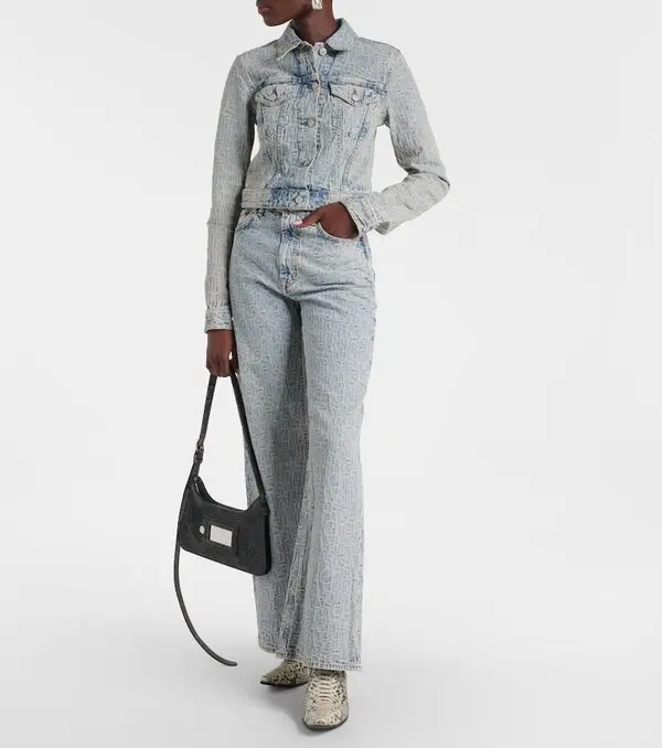 Acne Studios Cropped Jacquard Denim Jacket - Blue