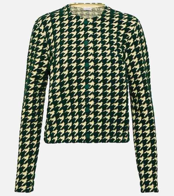 Burberry Houndstooth Cotton-blend Cardigan - Multicoloured