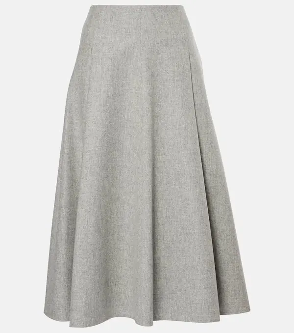 Brunello Cucinelli Wool And Cashmere Midi Skirt - Grey