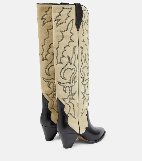 Isabel Marant Étoile Leila Leather And Suede Cowboy Boots - Multicoloured