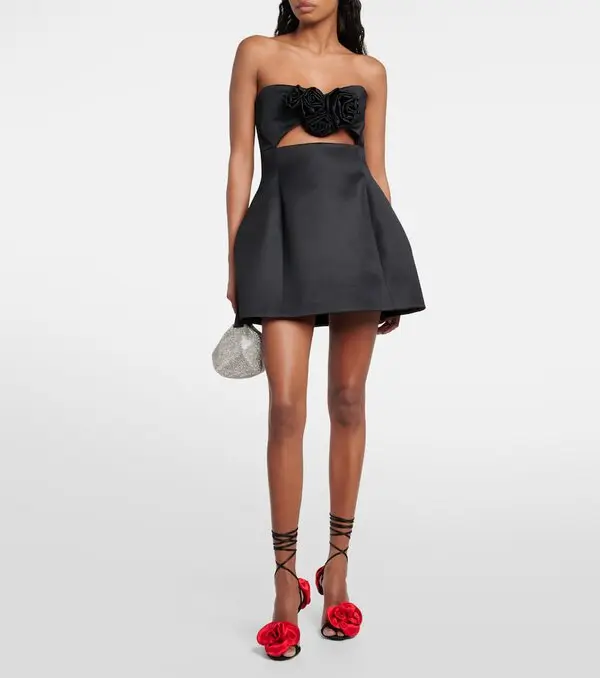 Magda Butrym Strapless Applique Bustier Mini Dress - Black