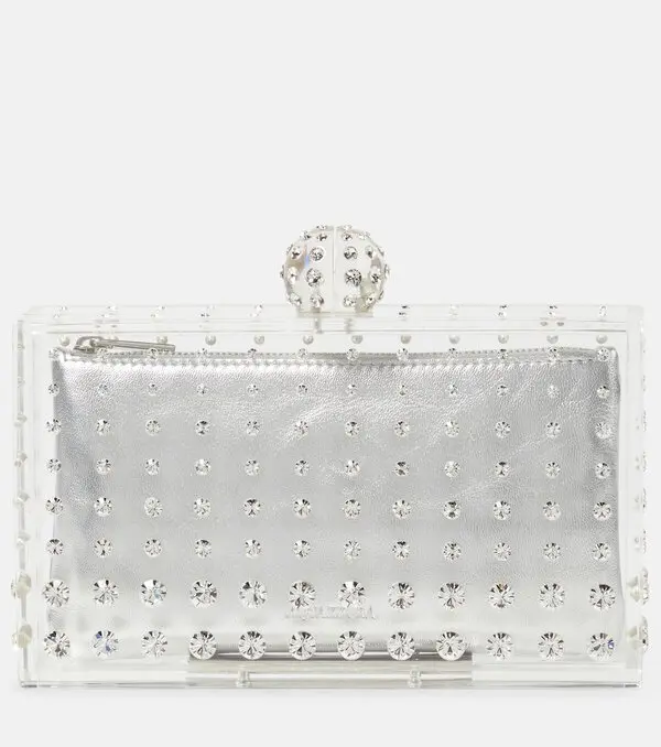AQUAZZURA Tequila Crystal-embellished Clutch - Silver