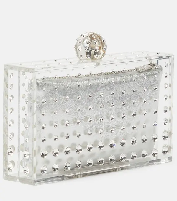AQUAZZURA Tequila Crystal-embellished Clutch - Silver