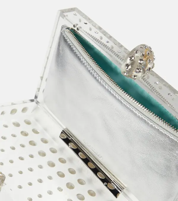 AQUAZZURA Tequila Crystal-embellished Clutch - Silver