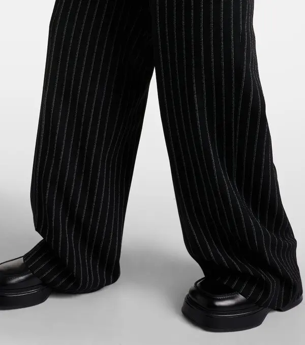 AMI Paris High-rise Wool Wide-leg Pinstripe Trousers