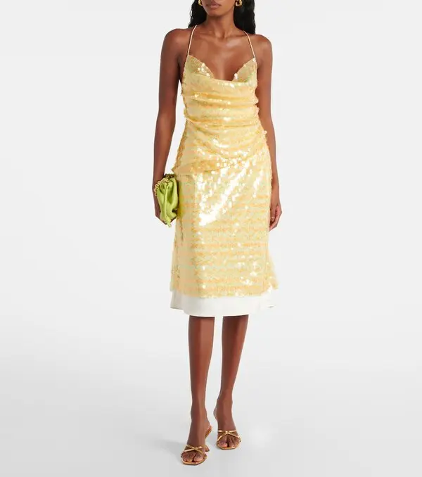 XU ZHI Sequin Draped Open Back Top