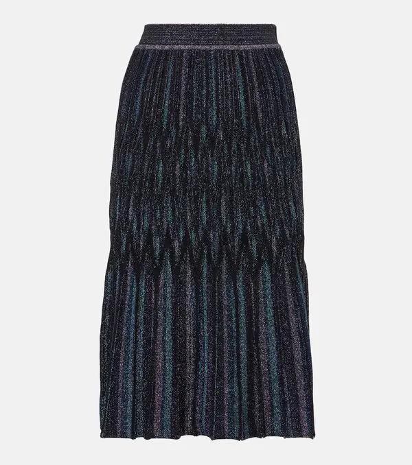 Missoni Pleated Lame Midi Skirt - Multicoloured