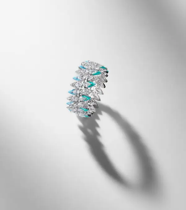 KAMYEN 18kt White Gold Diamond And Enamel Ring