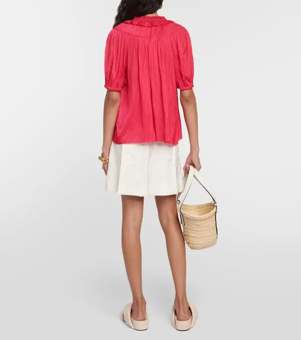 Ulla Johnson Eleni Plissé Satin Top