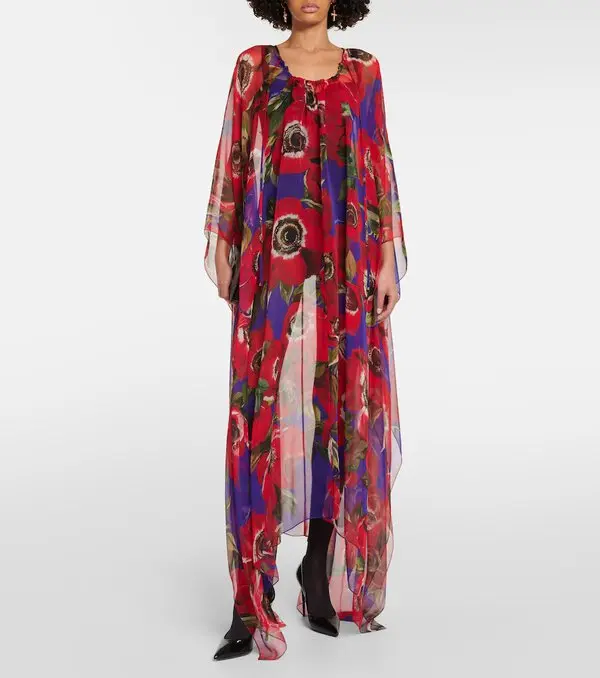 Dolce & Gabbana Anemone Silk Chiffon Kaftan