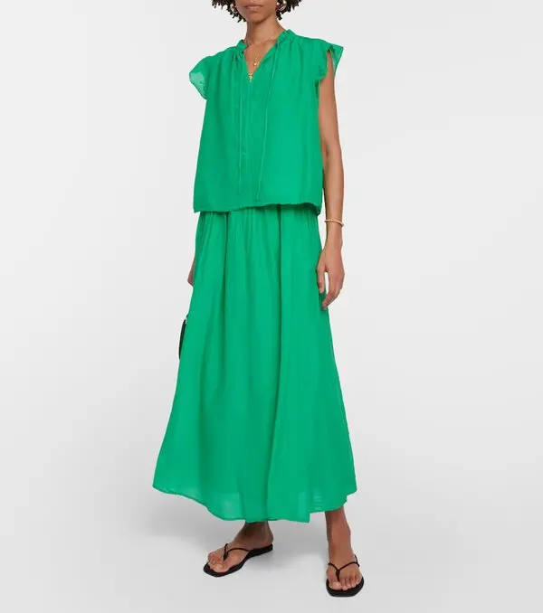 Velvet By Graham & Spencer Melanie Cotton And Silk Voile Top
