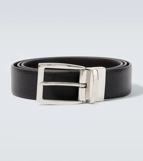 Canali Leather Belt With Silver-tone Buckle - Black