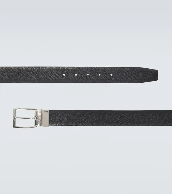 Canali Leather Belt With Silver-tone Buckle