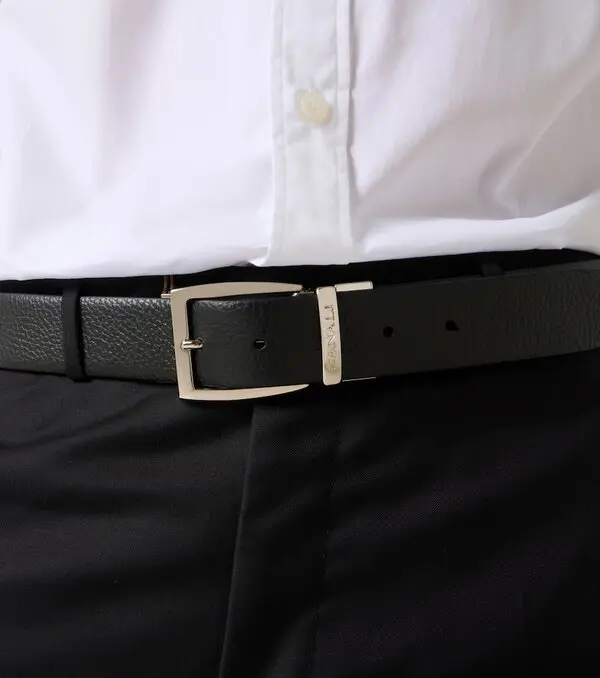 Canali Leather Belt With Silver-tone Buckle