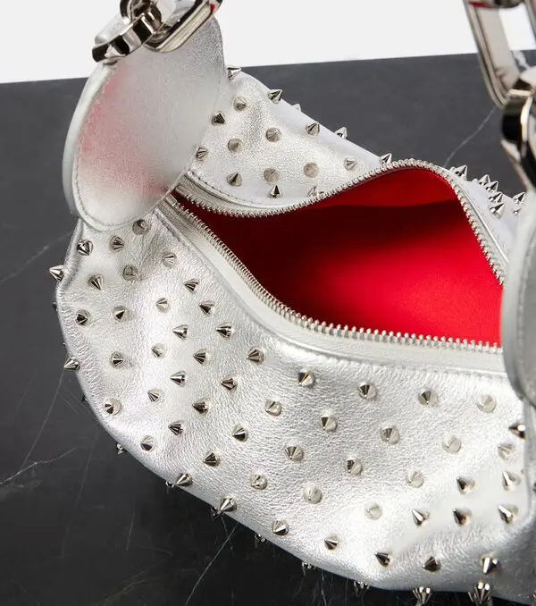 CHRISTIAN LOUBOUTIN Le 54 Spiked Metallic Leather Shoulder Bag