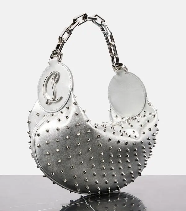 CHRISTIAN LOUBOUTIN Le 54 Spiked Metallic Leather Shoulder Bag