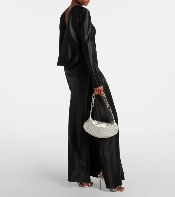 CHRISTIAN LOUBOUTIN Le 54 Spiked Metallic Leather Shoulder Bag