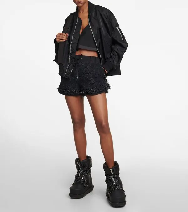 Sacai Drawstring Tweed Shorts - Black