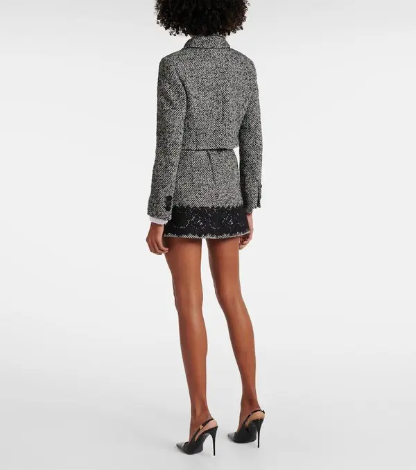 Dolce & Gabbana Lace-trimmed Tweed Miniskirt