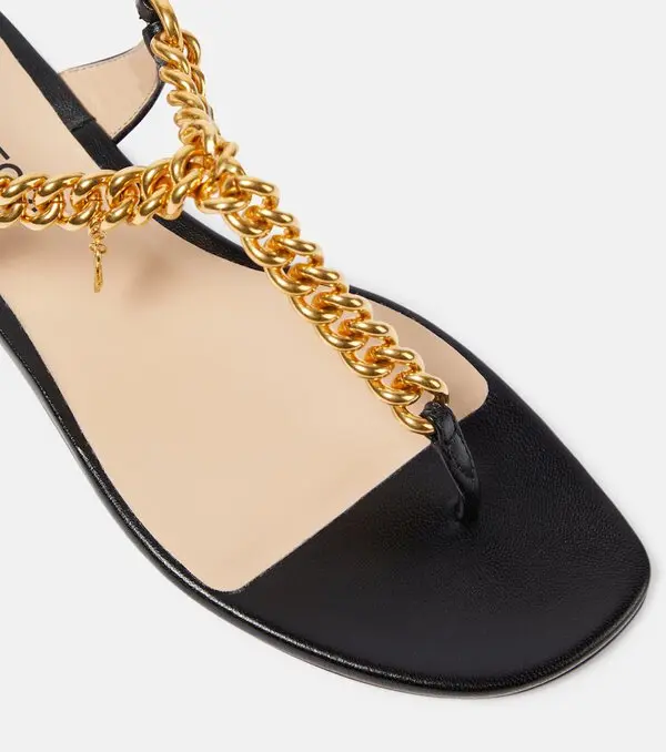 TOM FORD Zenith Embellished Leather Thong Sandals