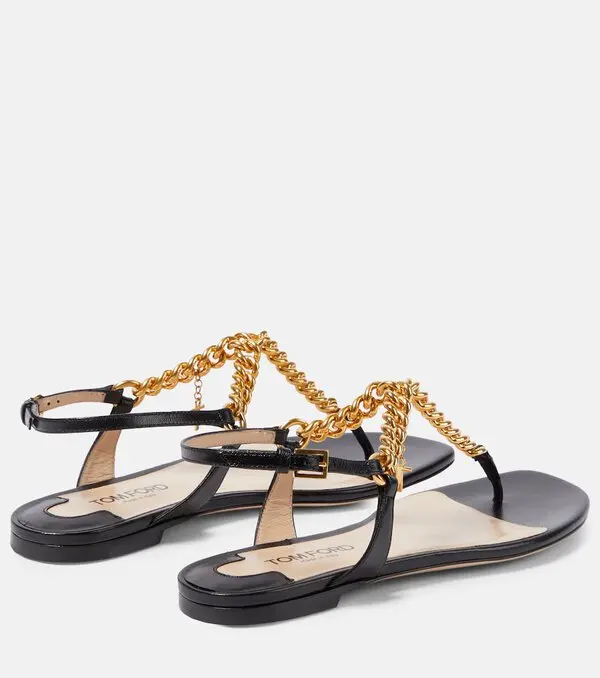 TOM FORD Zenith Embellished Leather Thong Sandals