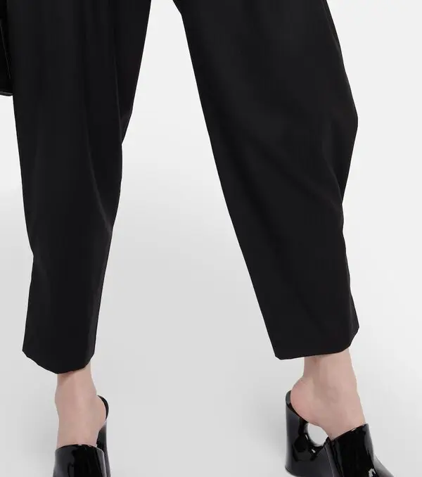 Alaïa Herringbone Tapered Wool Trousers Noir