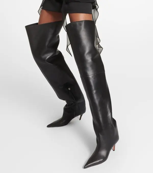 Amina Muaddi Fiona 60 Over-the-knee Leather Boots