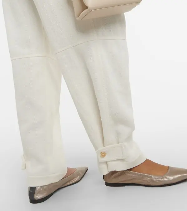 Brunello Cucinelli Metallic Leather Ballet Flats
