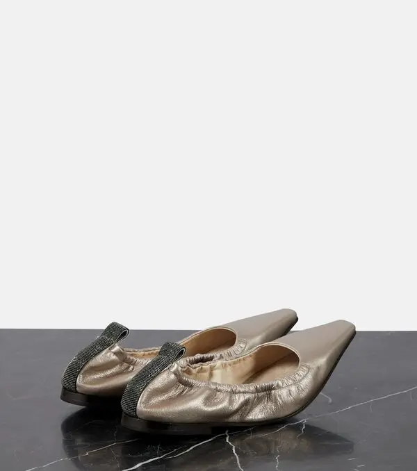 Brunello Cucinelli Metallic Leather Ballet Flats