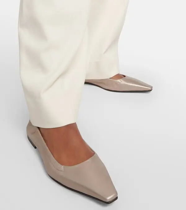Brunello Cucinelli Metallic Leather Ballet Flats