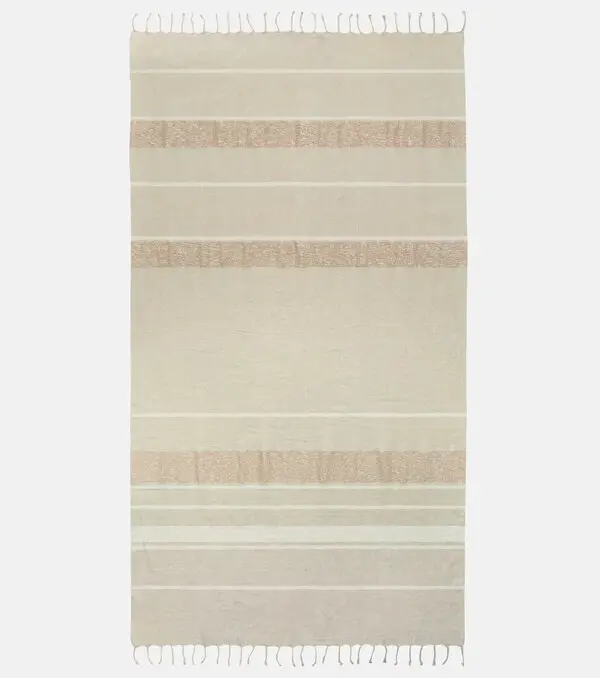 Brunello Cucinelli Fringed Linen-blend Lame Throw - Beige