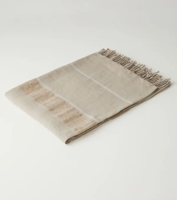 Brunello Cucinelli Fringed Linen-blend Lame Throw