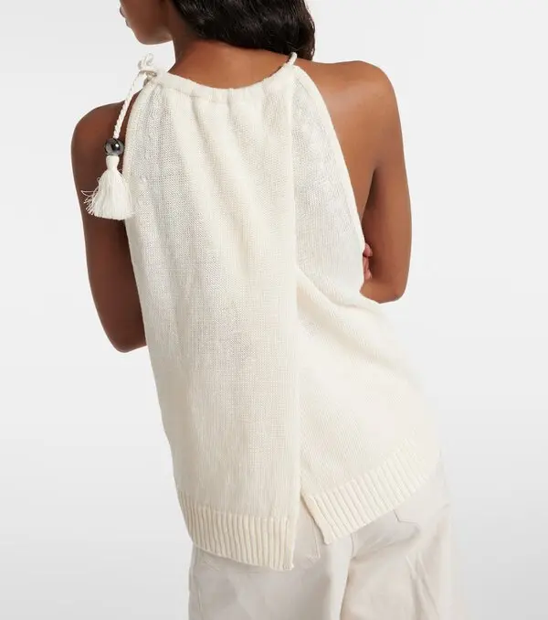 Max Mara Halterneck Linen Top And Hat Set
