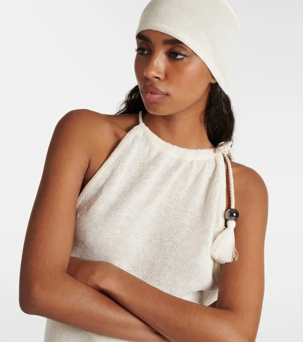 Max Mara Halterneck Linen Top And Hat Set