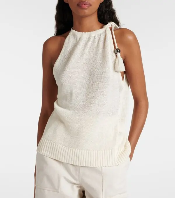 Max Mara Halterneck Linen Top And Hat Set