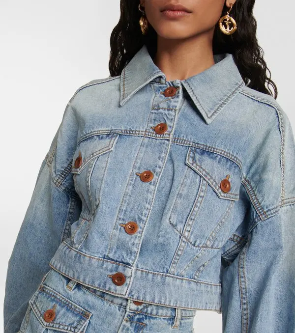 Zimmermann Raie Cropped Denim Jacket