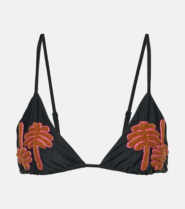Johanna Ortiz Embroidered Bikini Top - Multicoloured
