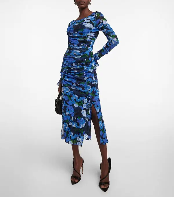 Diane Von Furstenberg Corinne Printed Mesh Midi Dress