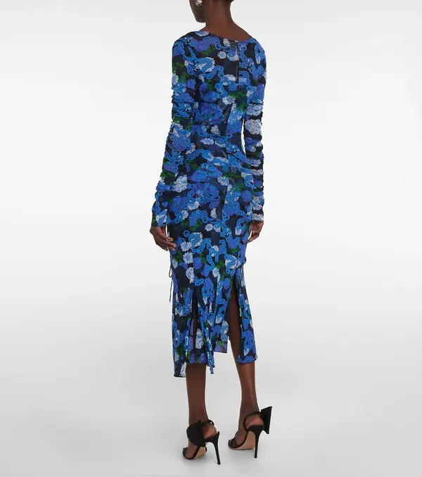 Diane Von Furstenberg Corinne Printed Mesh Midi Dress