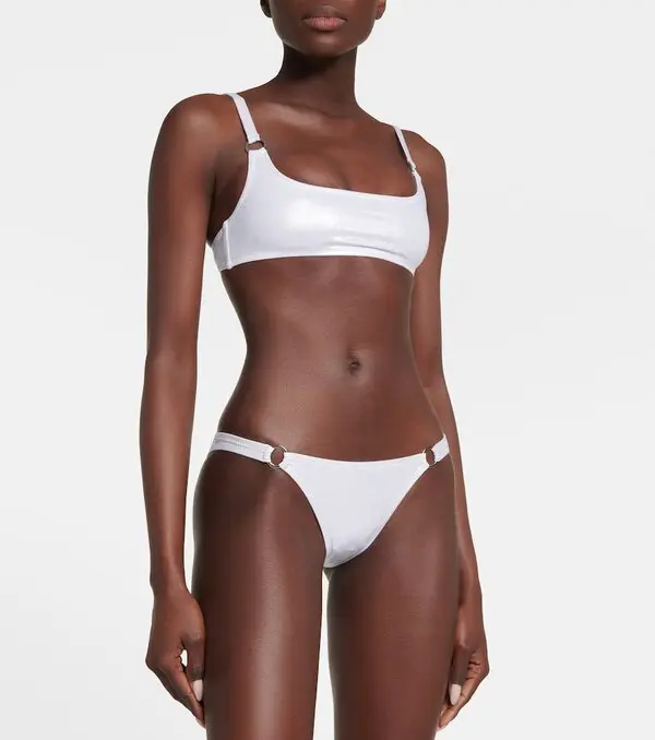 Melissa Odabash Bari Metallic Bikini Top - Silver