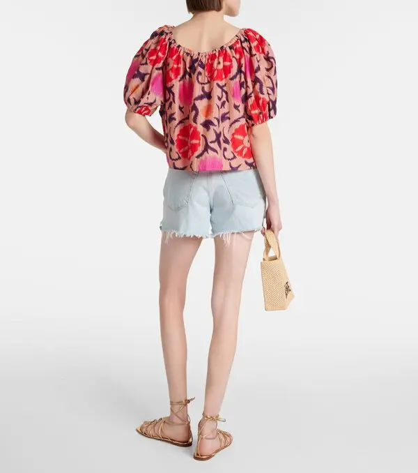 Velvet By Graham & Spencer Edlin Printed Cotton And Silk Top