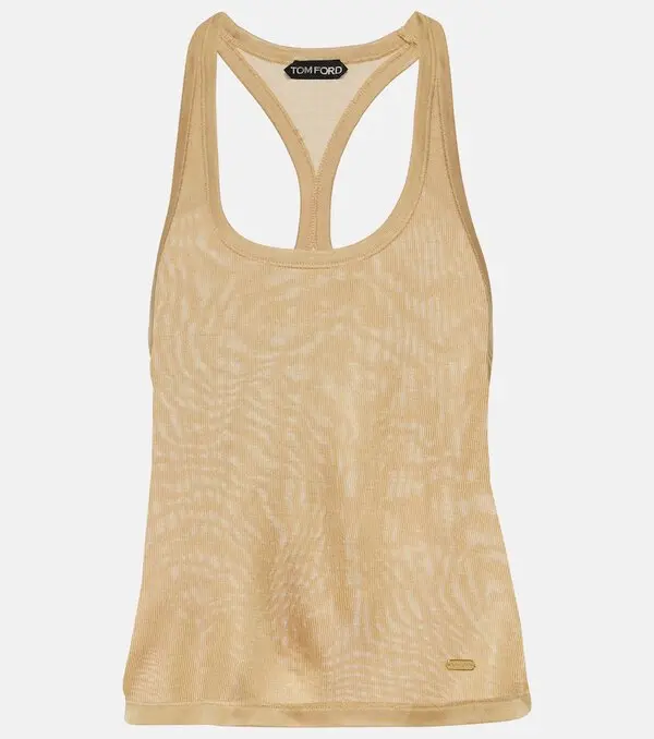 TOM FORD Micro-rib Silk Jersey Tank Top - Yellow