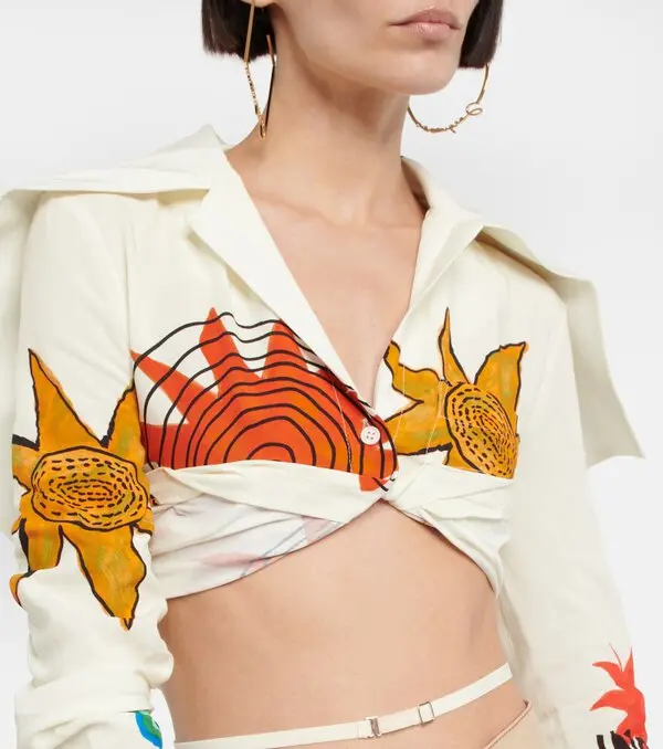 Jacquemus La Chemise Meio Printed Cropped Shirt