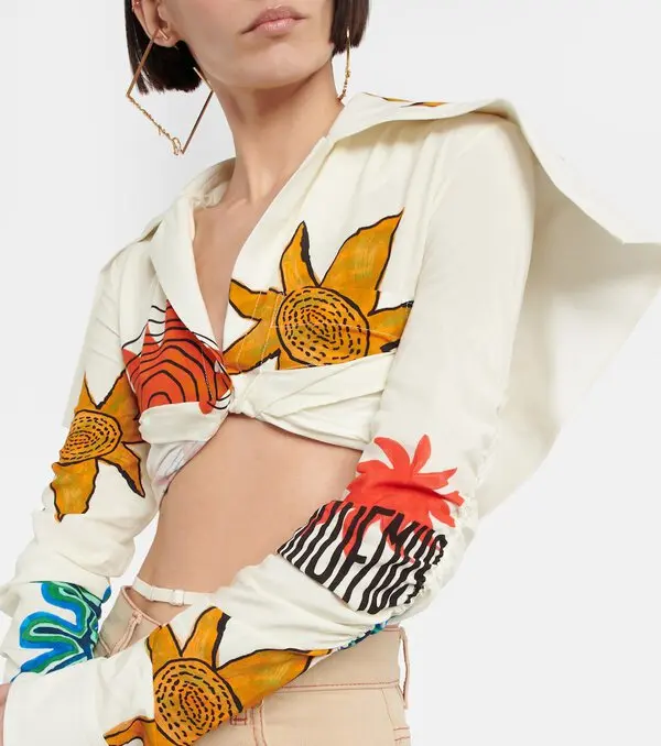 Jacquemus La Chemise Meio Printed Cropped Shirt