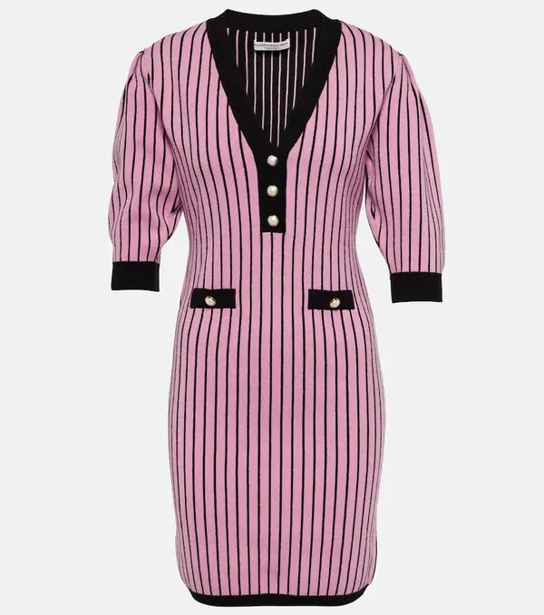 Alessandra Rich Pinstriped Knit Minidress - Pink
