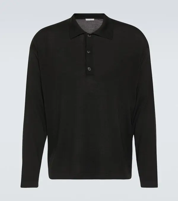 THE ROW Djon Wool Polo Sweater - Black