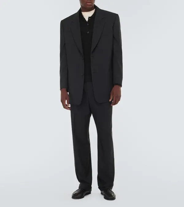 THE ROW Djon Wool Polo Sweater - Black